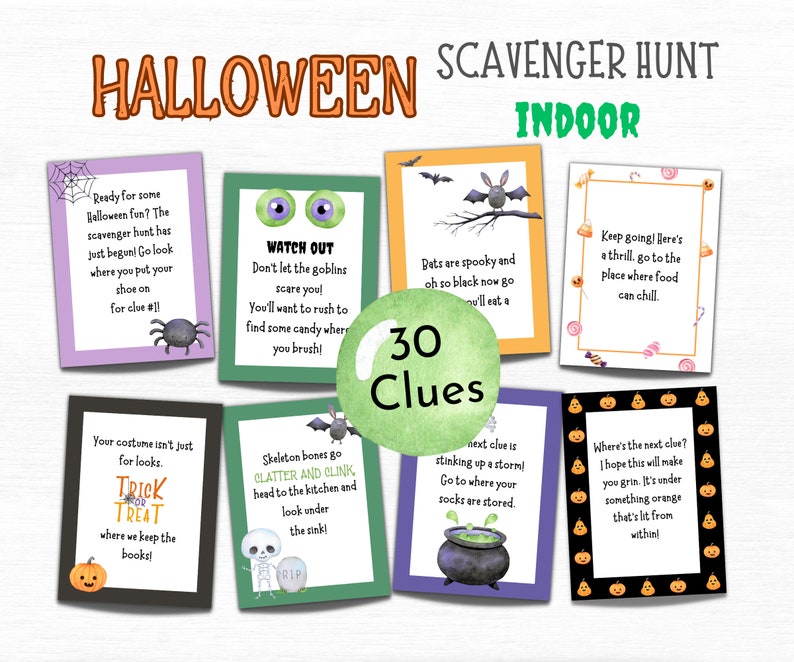 Indoor Halloween Scavenger Hunt for Kids Printable Treasure Hunt ...