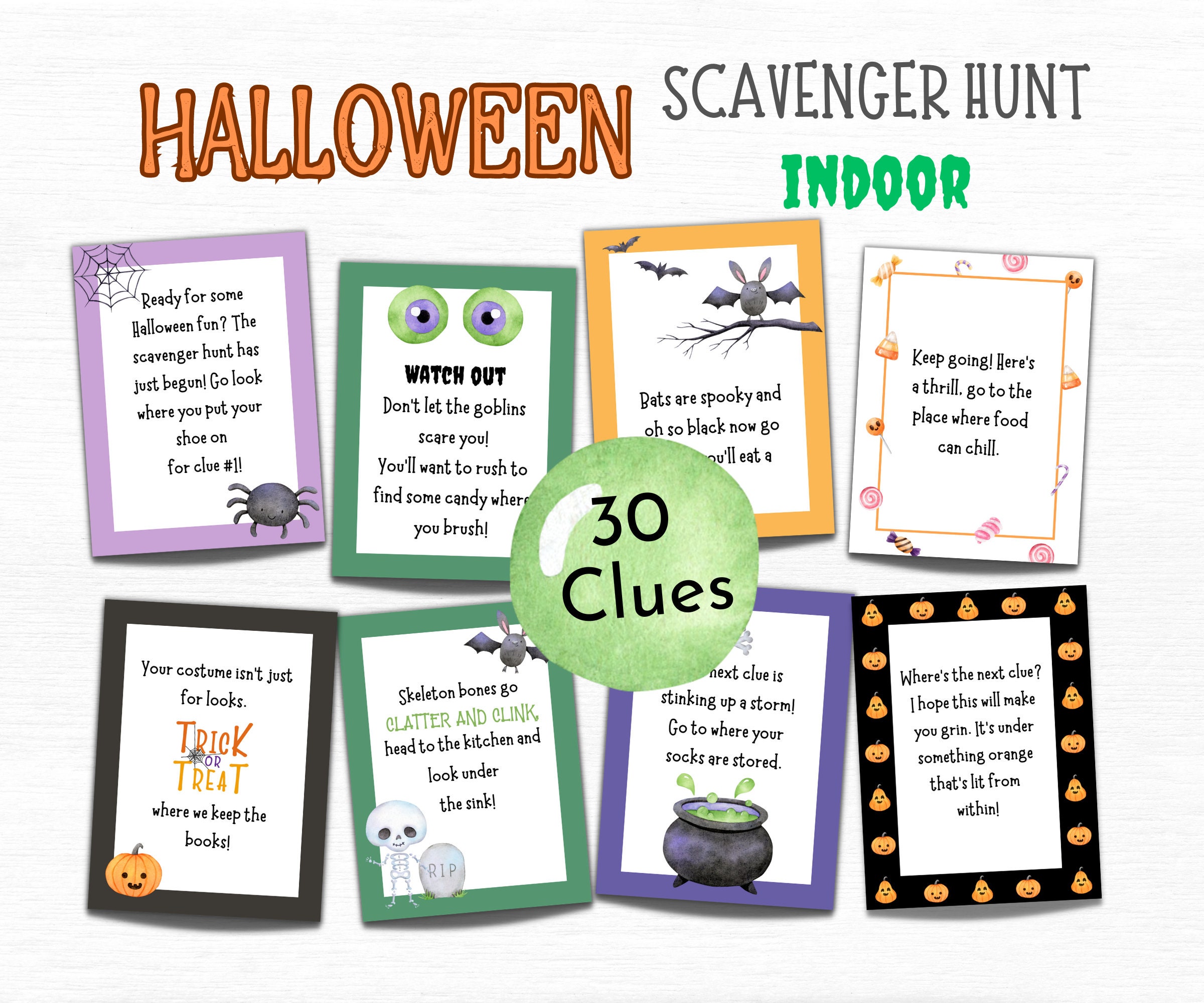 Indoor Halloween Scavenger Hunt for Kids | Printable Treasure Hunt ...