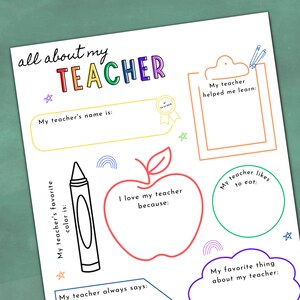 Teacher Appreciation Week All About My Teacher Questionnaire ...