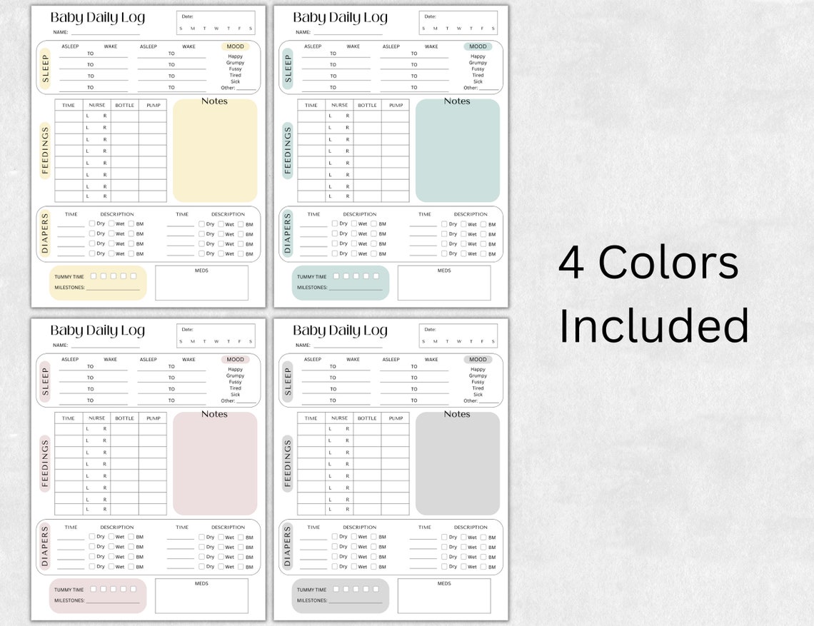 Printable Baby's Daily Log Newborn Tracker - Etsy