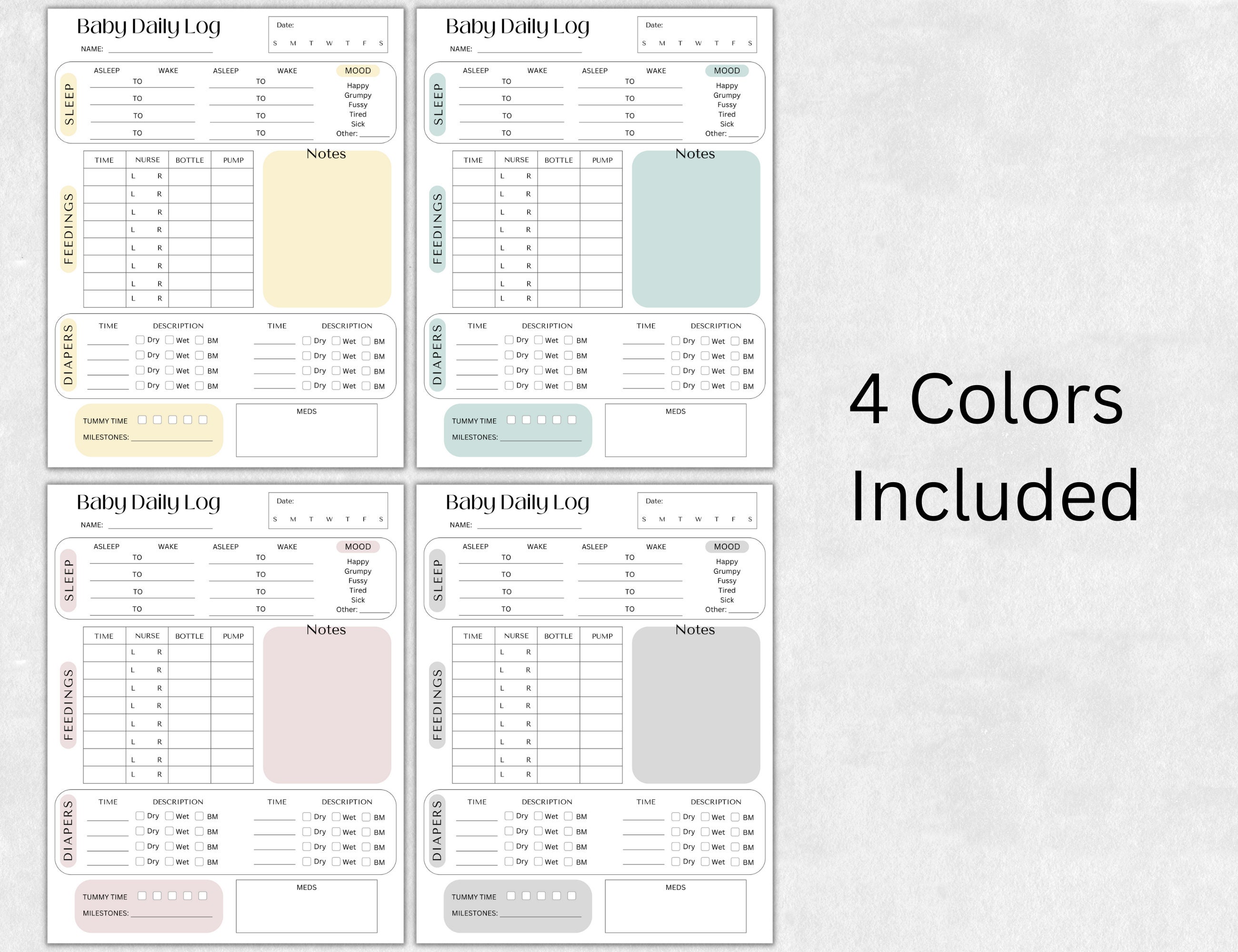 Editable Baby's Daily Log Printable Newborn Tracker - Etsy