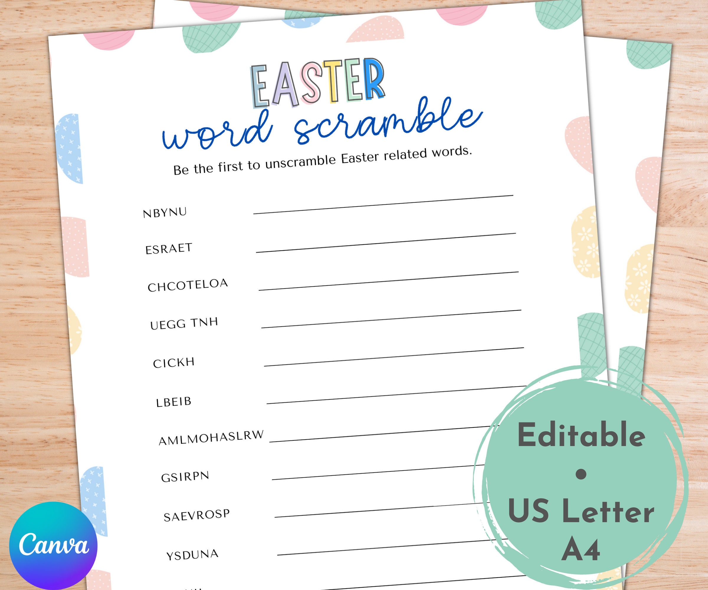 Printable Easter Word Scramble Game Family Game Night Easter Activities ...