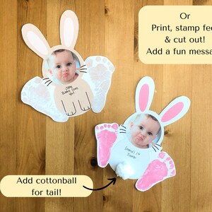Easter Bunny Footprint Craft Printable | Baby First Easter Handprint ...