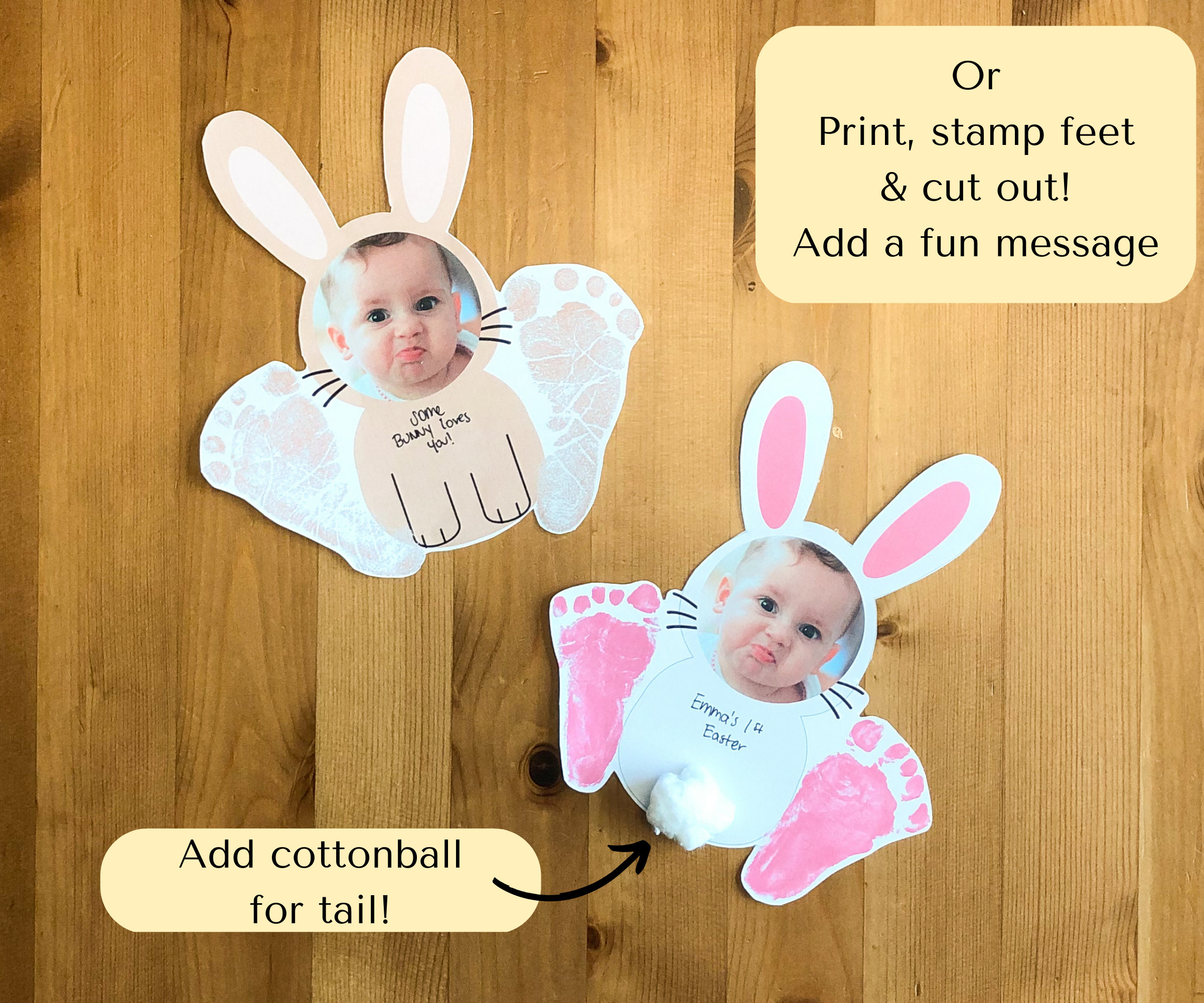 Easter Bunny Footprint Craft Printable | Baby First Easter Handprint ...