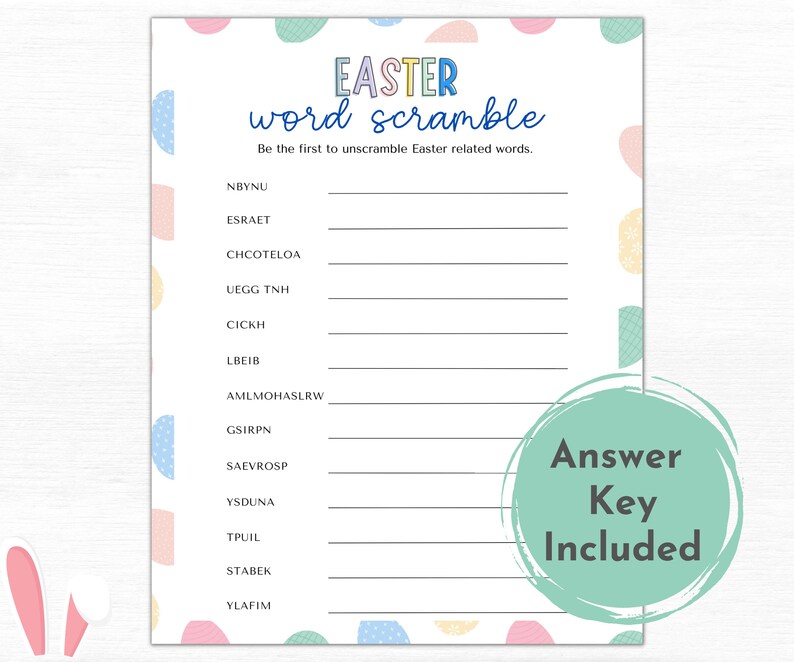Printable Easter Word Scramble Game | Family Game Night | Easter ...