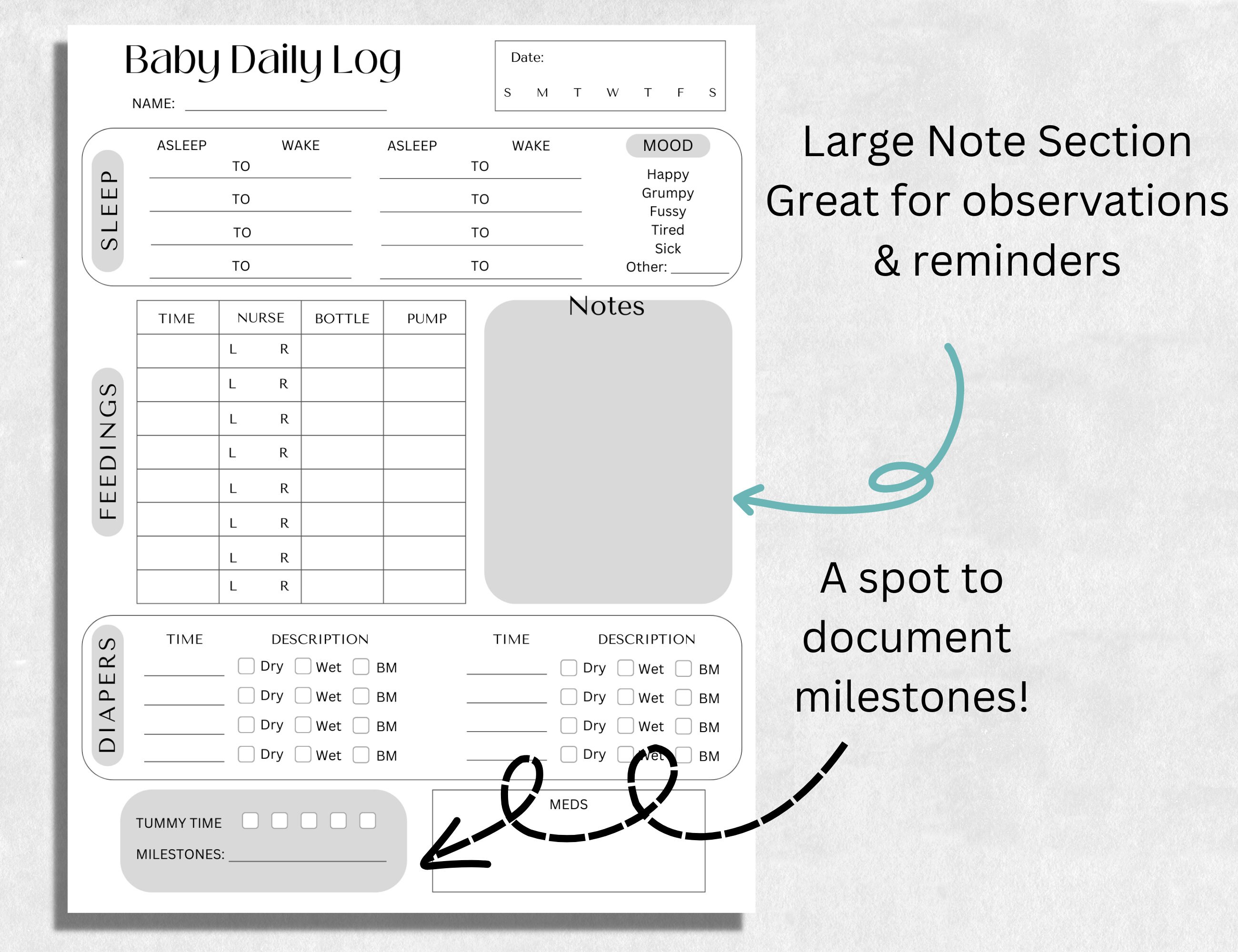 Editable Baby's Daily Log Printable Newborn Tracker - Etsy