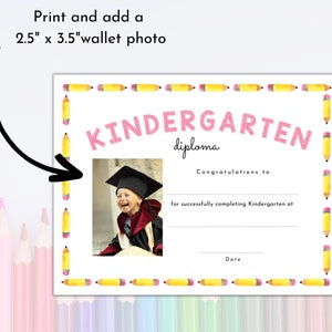 Printable Kindergarten Graduation Diploma Kinder Certificate Editable ...