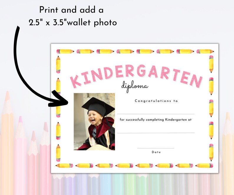 Printable Kindergarten Graduation Diploma Kinder Certificate - Etsy