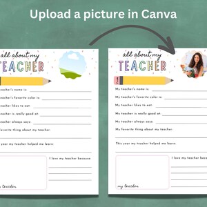 Teacher Appreciation Week All About My Teacher Questionnaire ...