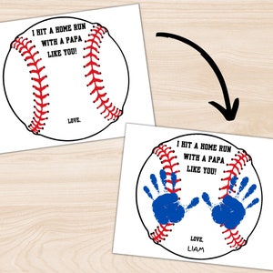 Father's Day Papa Handprint Craft | Printable Baseball Handprint Art ...