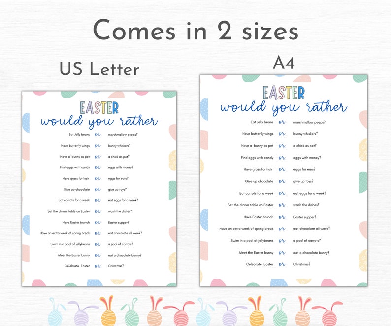 Printable Easter Would You Rather Party Game Family Game Night Easter ...