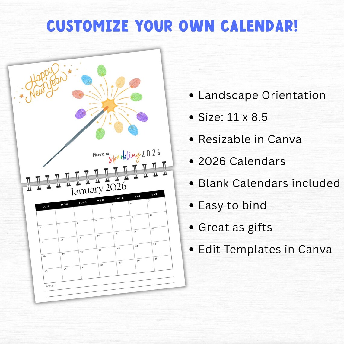 Handprint Calendar Memory Book | Custom Handprint Footprint Art ...