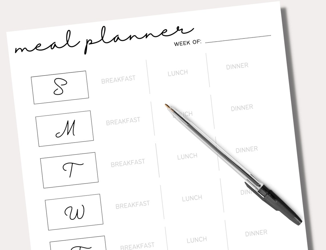 Minimalist Weekly Meal Planner Printable Shopping Grocery List Meal ...