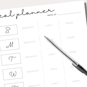 Minimalist Weekly Meal Planner Printable | Shopping Grocery List | Meal ...