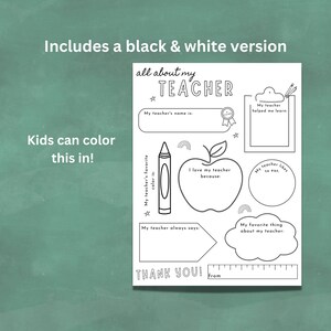 Teacher Appreciation Week All About My Teacher Questionnaire Printable ...