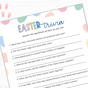 Printable Easter Trivia Game | Family Game Night | Easter Activities ...