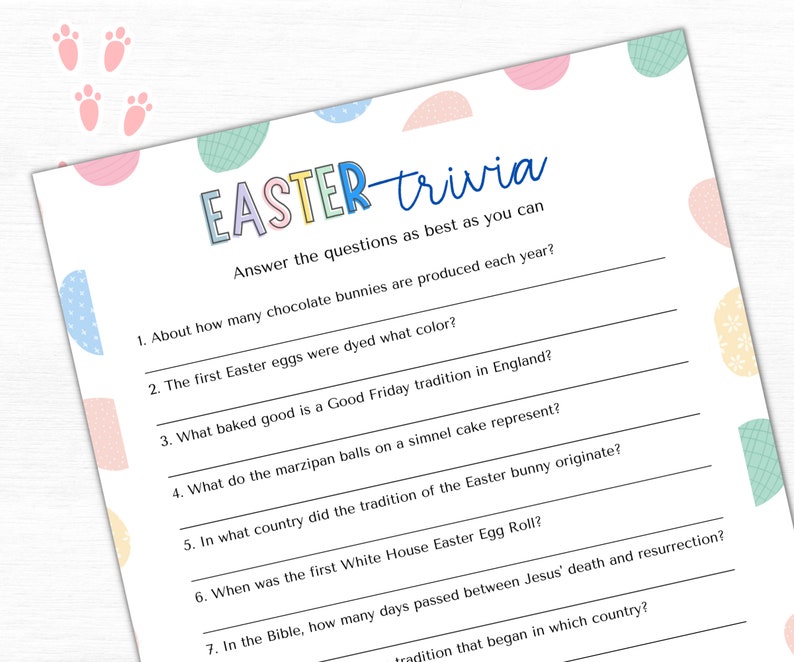 Printable Easter Trivia Game Family Game Night Easter - Etsy