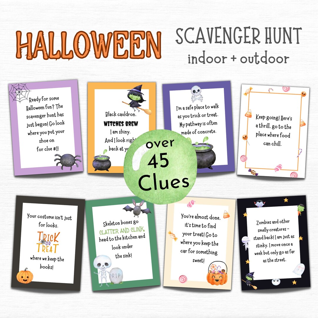 Halloween Scavenger Hunt for Kids Printable Treasure Hunt - Etsy