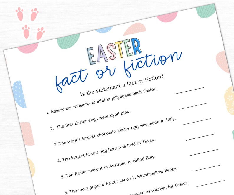 Printable Easter Fact or Fiction Game Family Game Night Easter ...