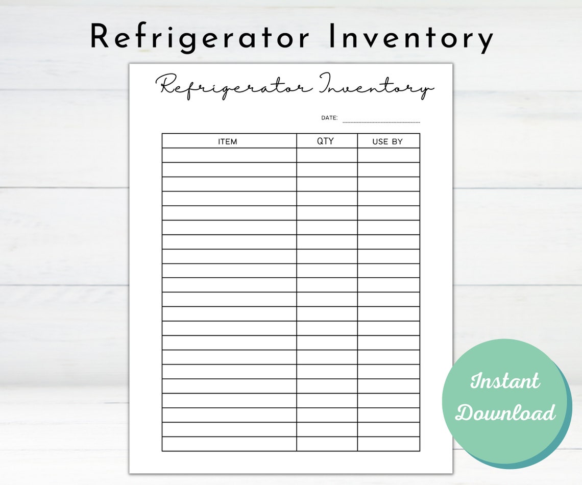 Printable Refrigerator Inventory Tracker Kitchen Inventory Food ...