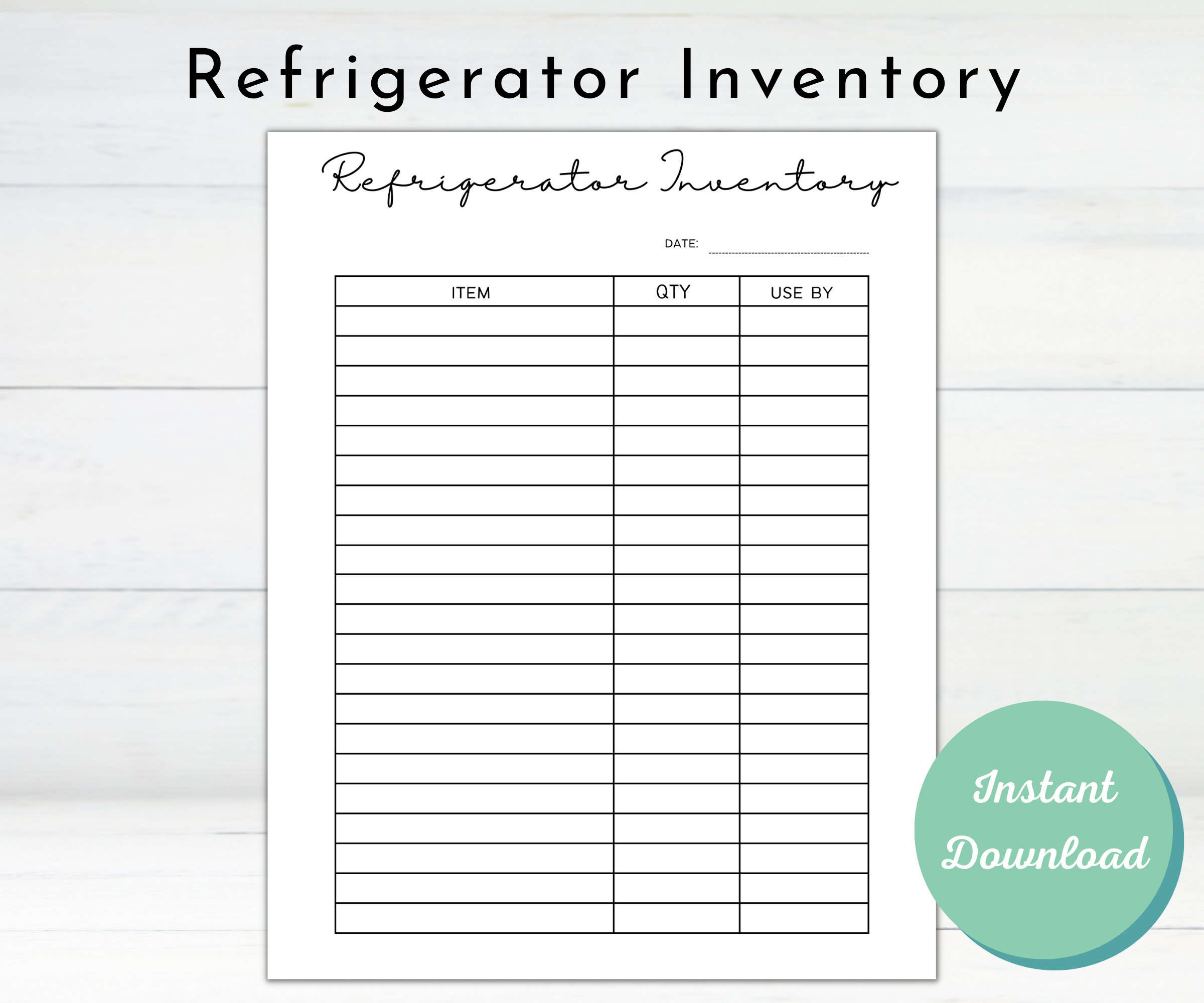 Printable Refrigerator Inventory Tracker Kitchen Inventory Food ...
