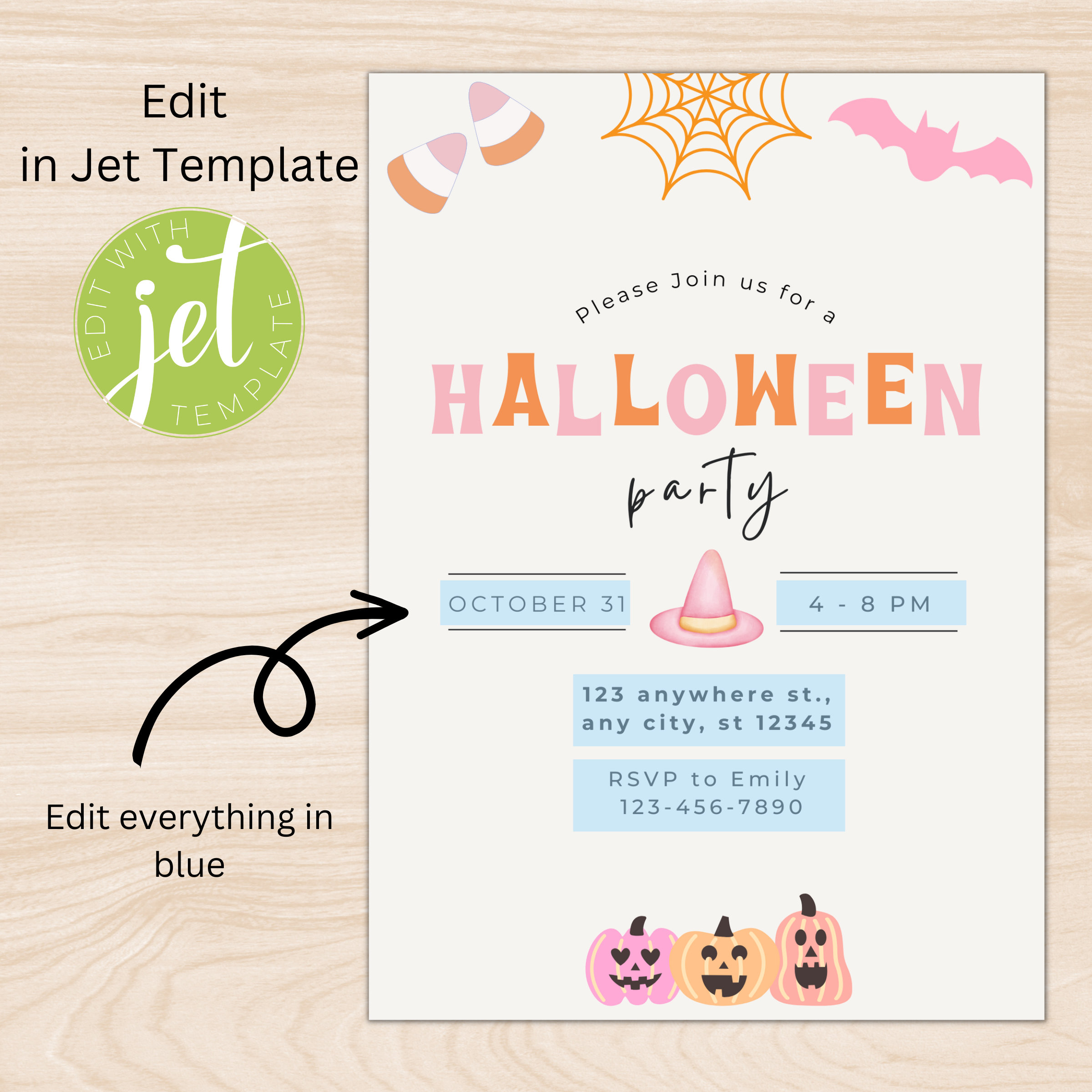 Retro Pink Halloween Party Invitation | Adult Kids Halloween Party ...