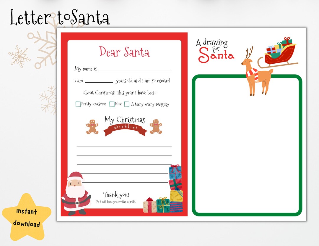 Letter to Santa Printable | Dear Santa Letter | Santa Claus Letter ...