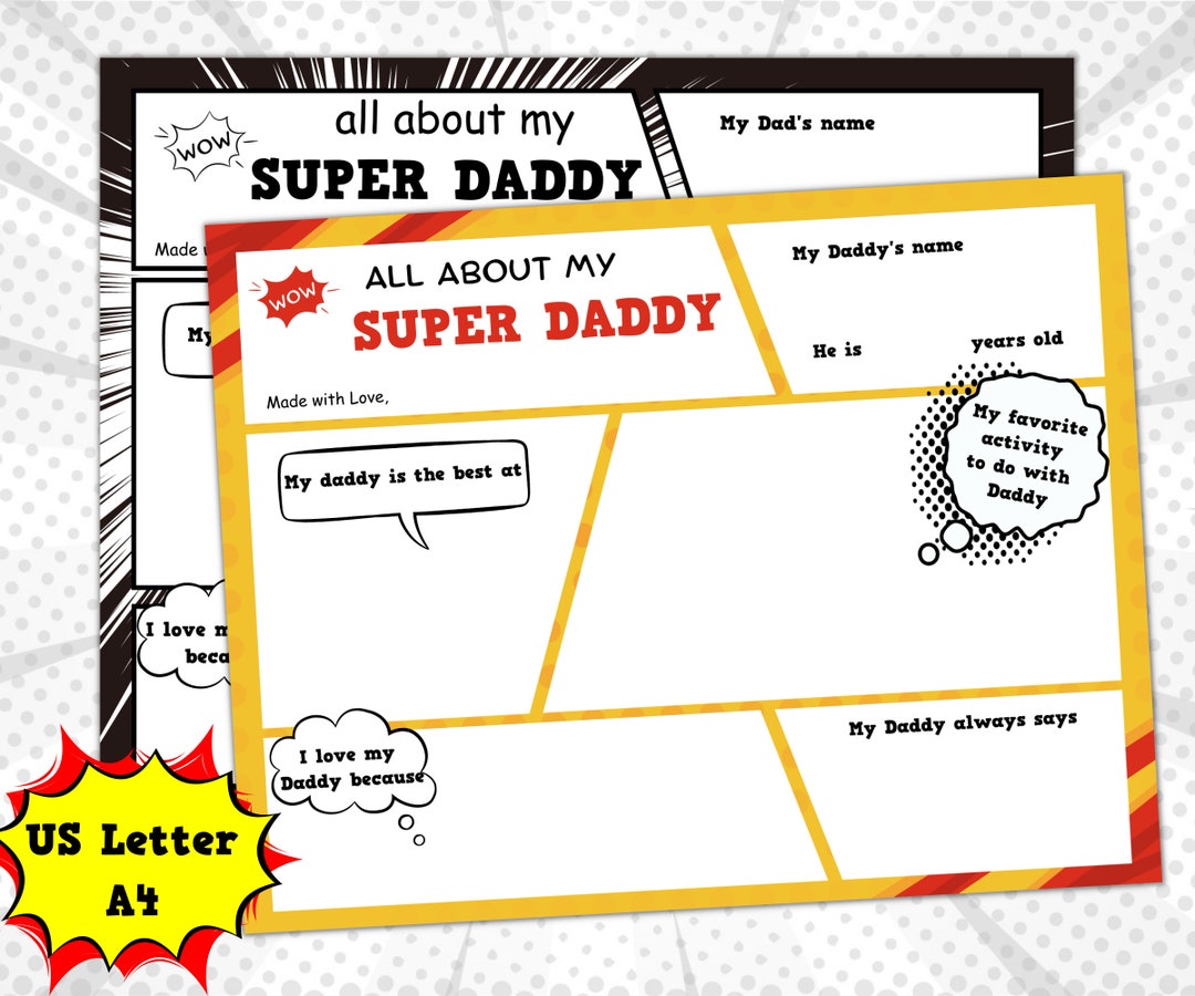 All About My Dad Comic Strip Questionnaire | First Father's Day ...