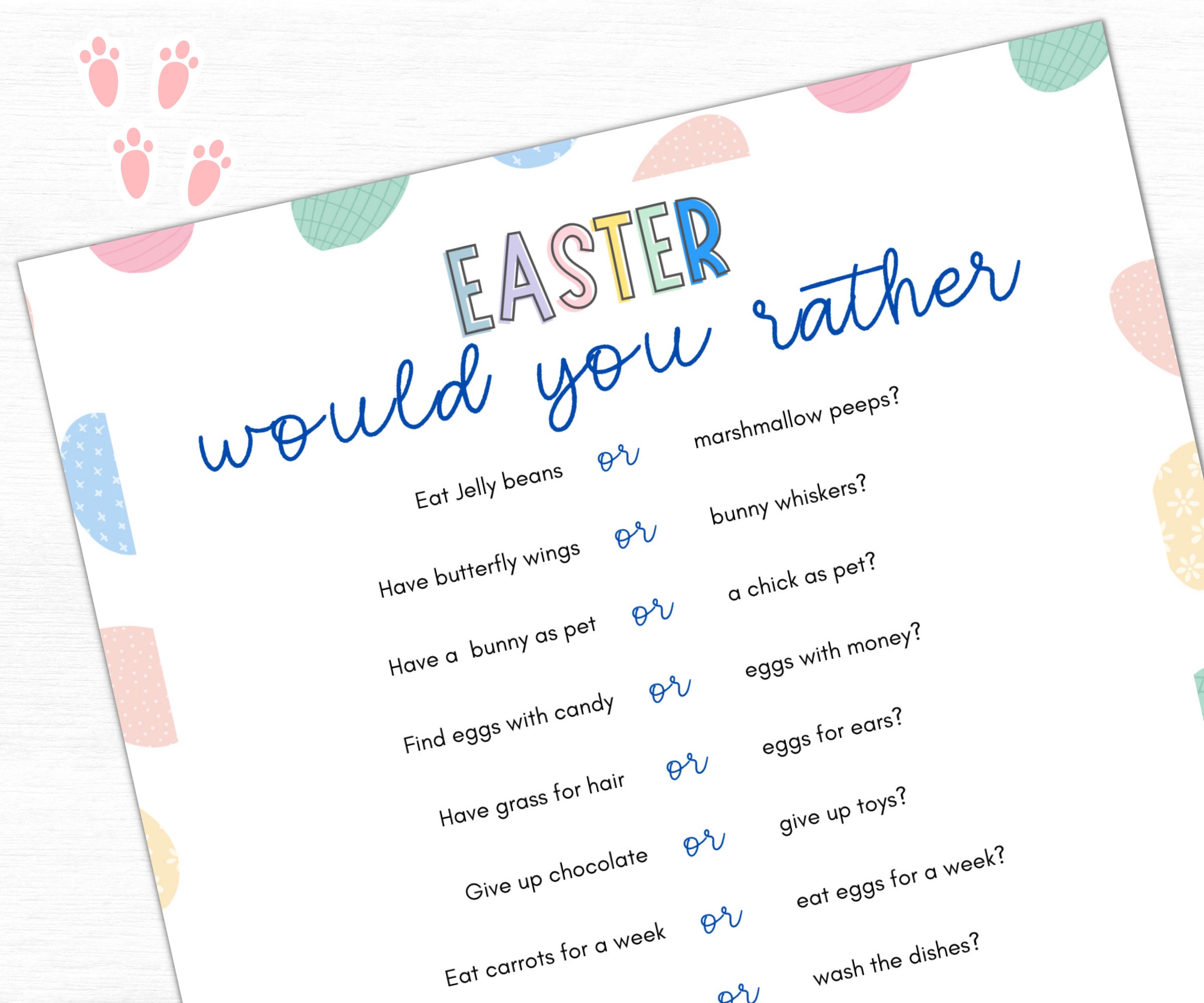 Printable Easter Would You Rather Party Game Family Game Night Easter ...