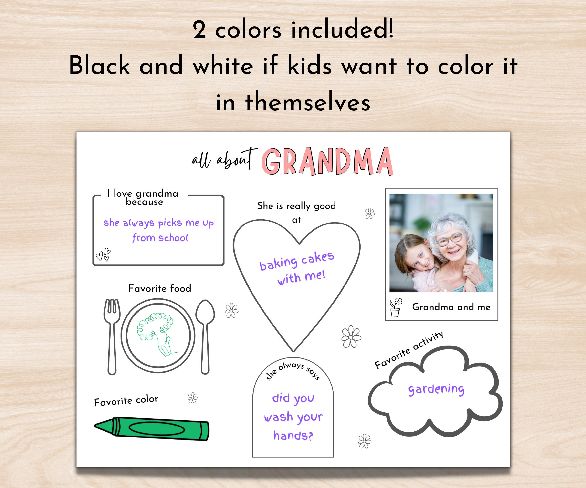 All About Grandma Mother's Day Keepsake | Printable All About Grandma ...