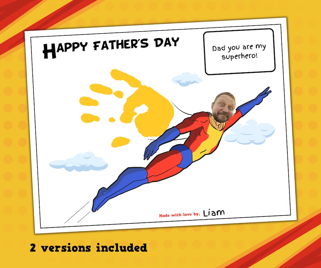 Father's Day Superhero Handprint Craft | Editable Handprint Art | First ...