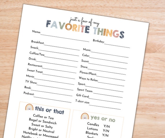 Favorite Things Questions