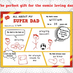 All About My Dad Comic Strip Questionnaire | First Father's Day ...