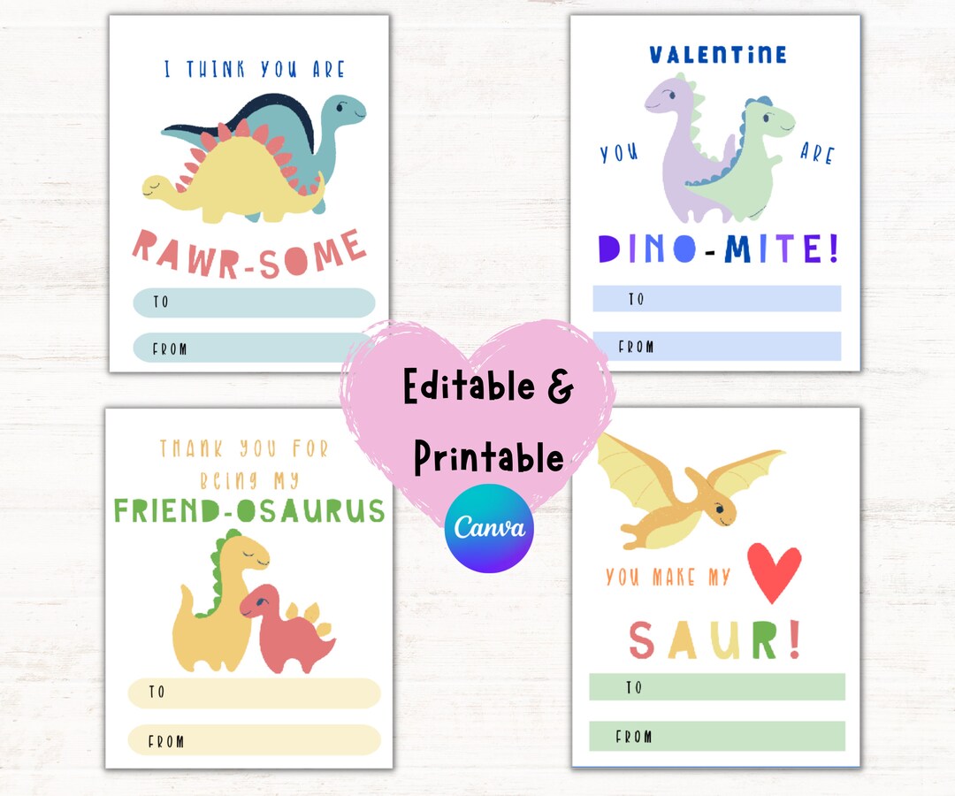 Printable Dinosaur Valentine Day Cards | Classroom Valentines ...