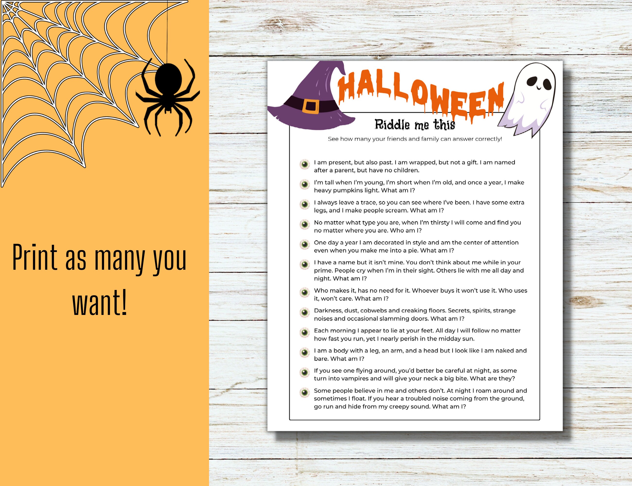 Halloween Riddle Me This Printable Game Halloween Party Game - Etsy