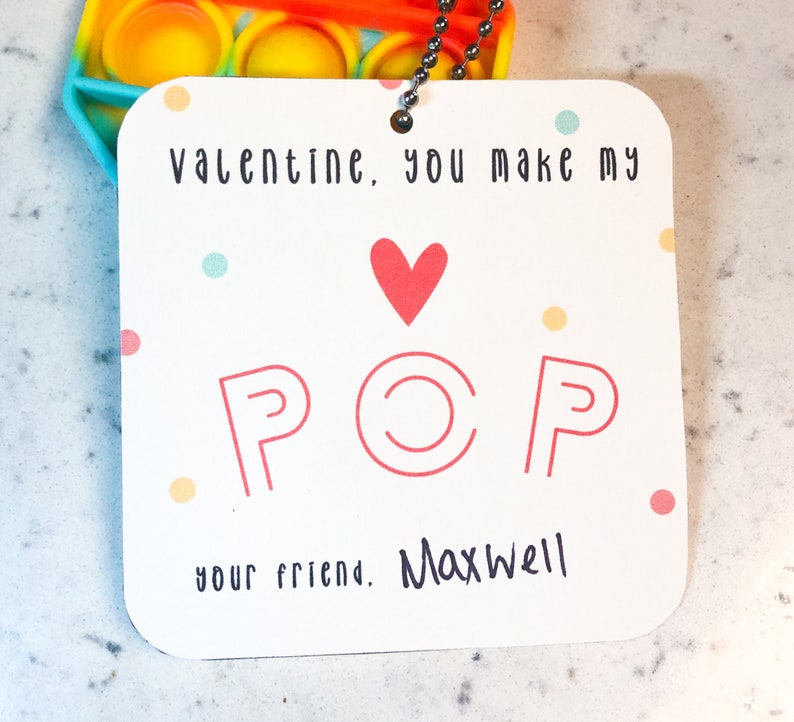 Pop It Valentine Gift Tags Printable Classroom Valentines Pop It Fidget ...