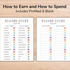 Kids Reward Chart | Editable Reward Bucks | Chore Chart for Kids | How ...
