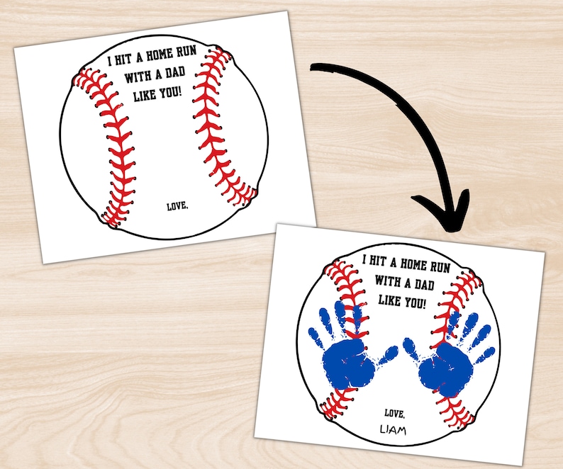 Father's Day Dad Handprint Craft | Printable Baseball Handprint Art ...