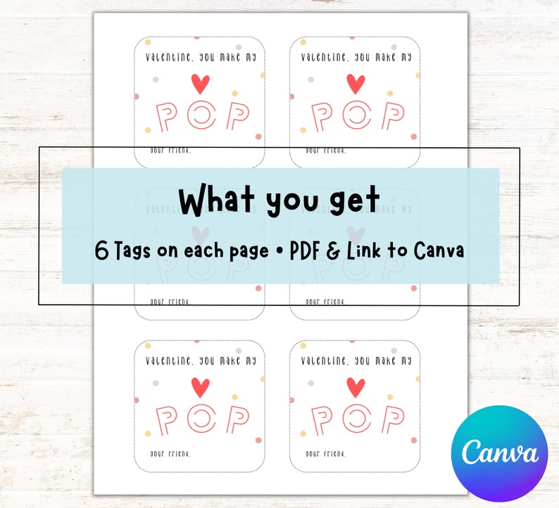 Pop It Valentine Gift Tags Printable Classroom Valentines Pop It Fidget ...