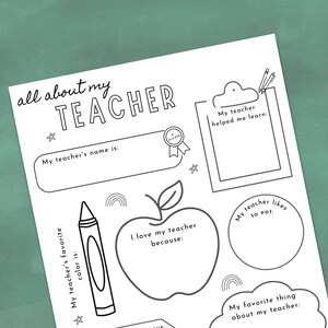 Teacher Appreciation Week All About My Teacher Questionnaire - Etsy