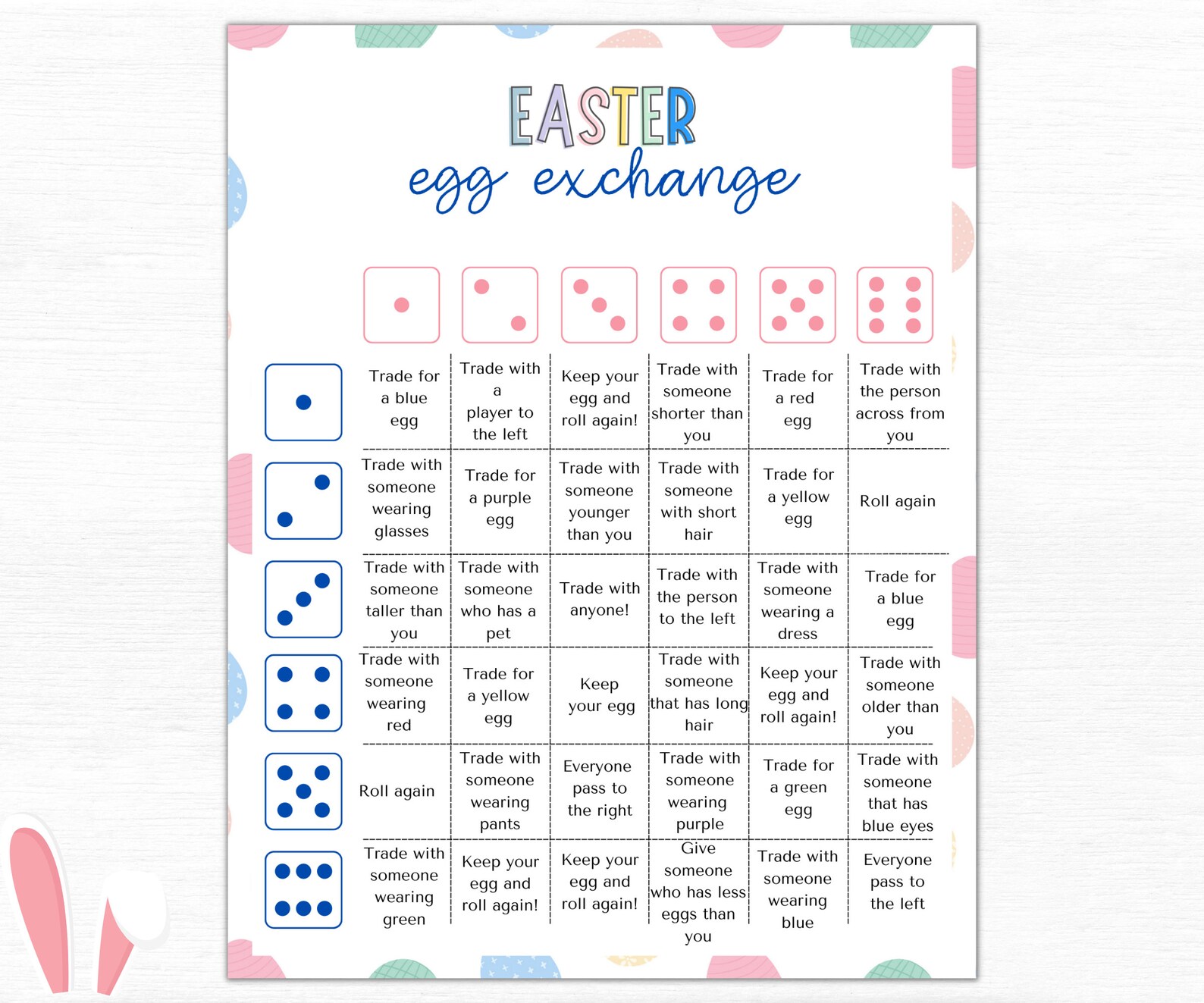 Easter Egg Exchange Dice Game | Family Game Night | Easter Activities ...