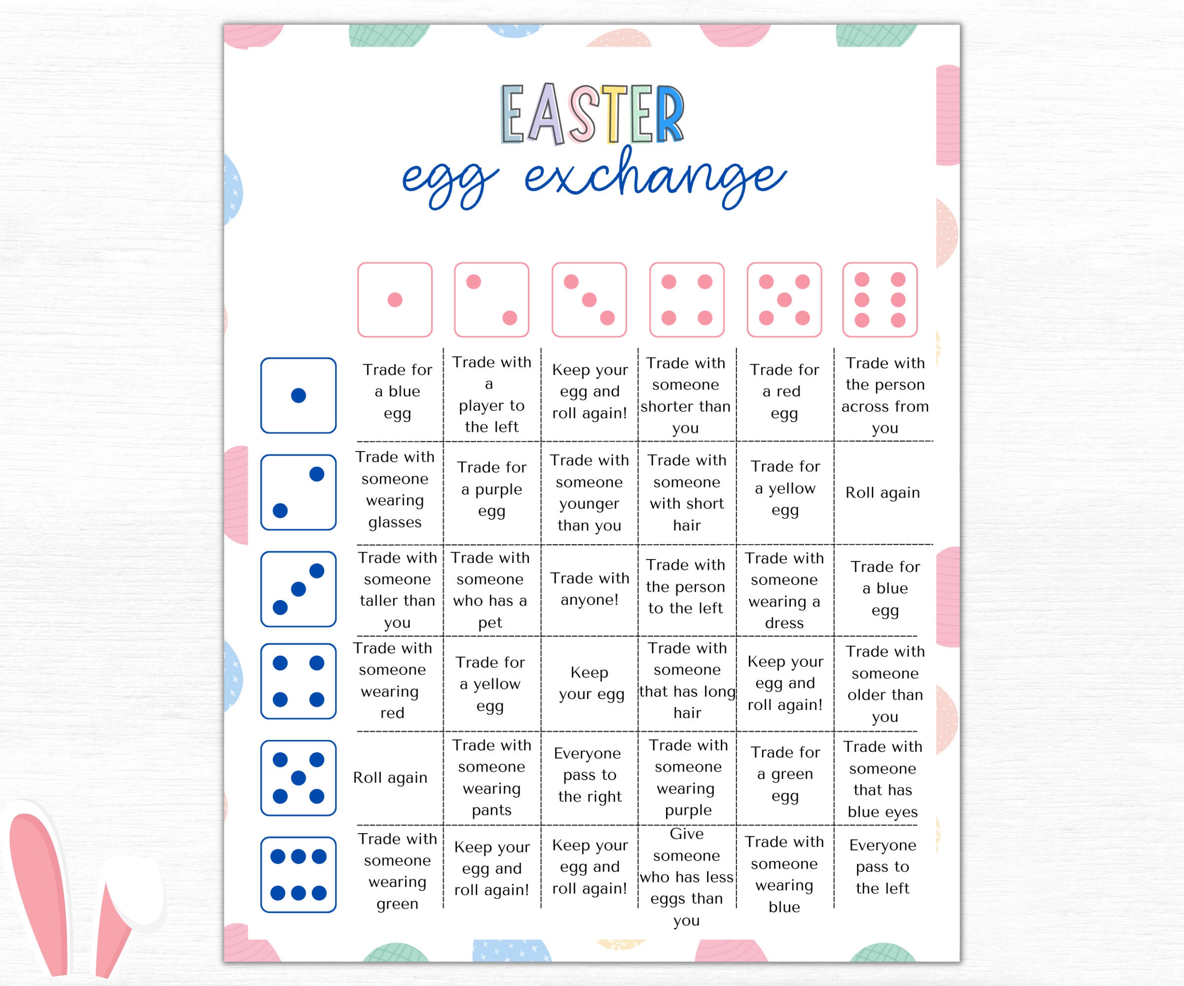 Easter Egg Exchange Dice Game Family Game Night Easter - Etsy