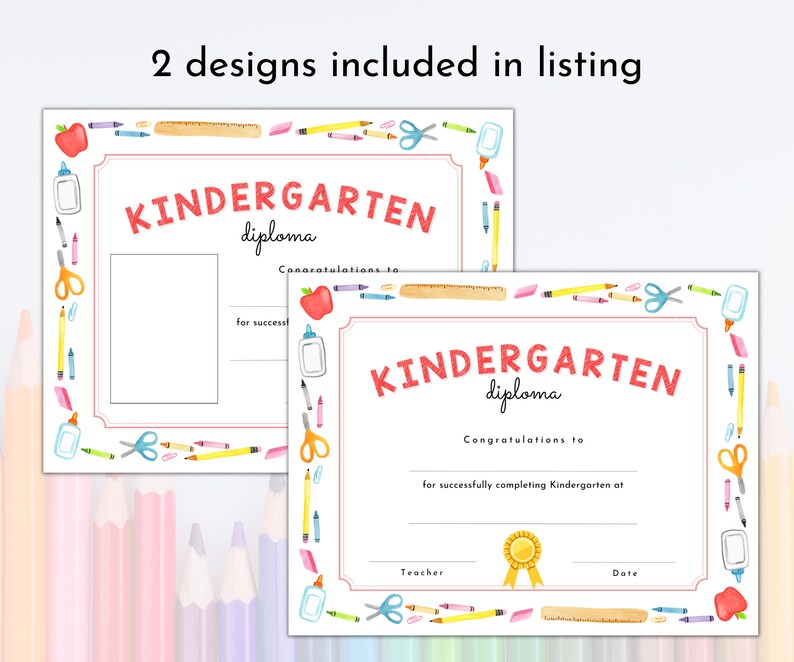 Printable Kindergarten Graduation Diploma Kinder Certificate - Etsy