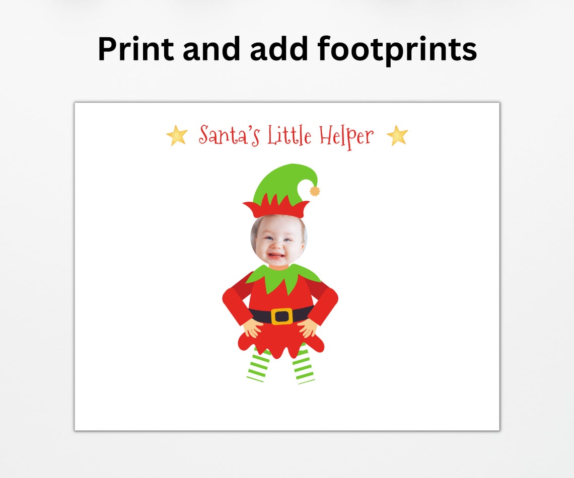 Elf Footprint Art Baby's First Christmas Handprint - Etsy Canada