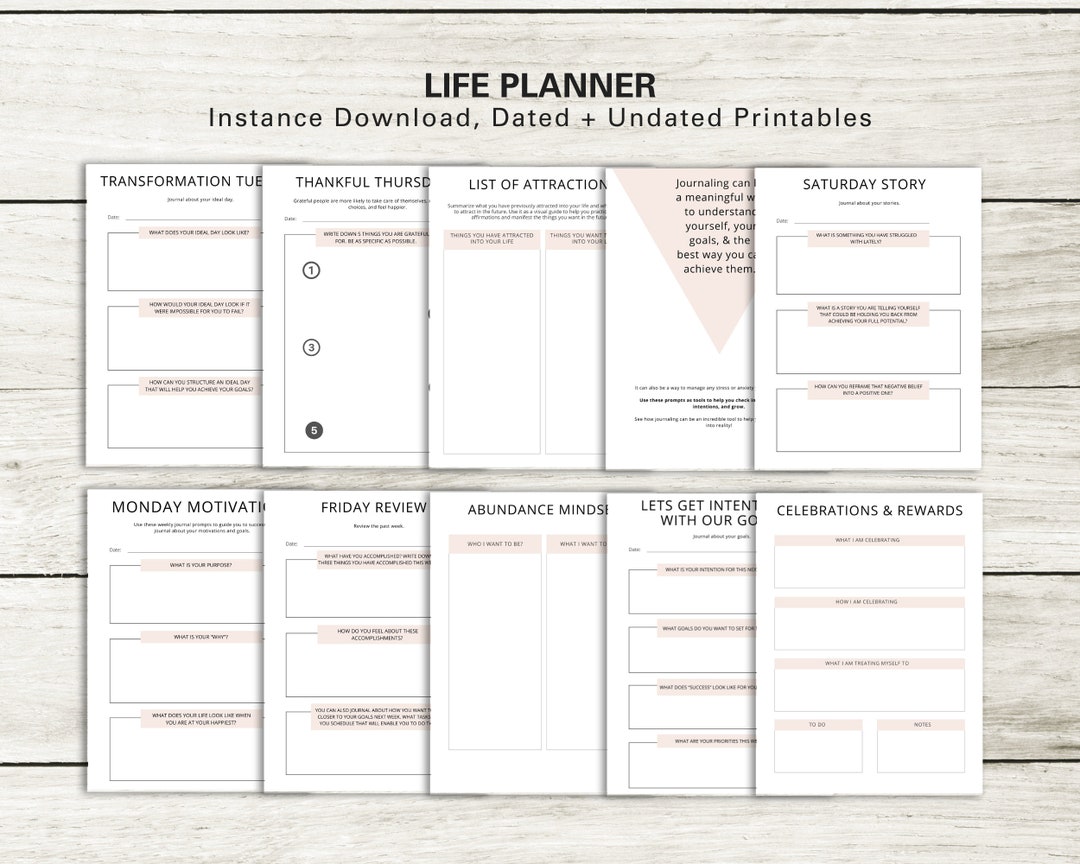 Personalized Life Planner, Custom Planner, Daily Planner, Weekly ...