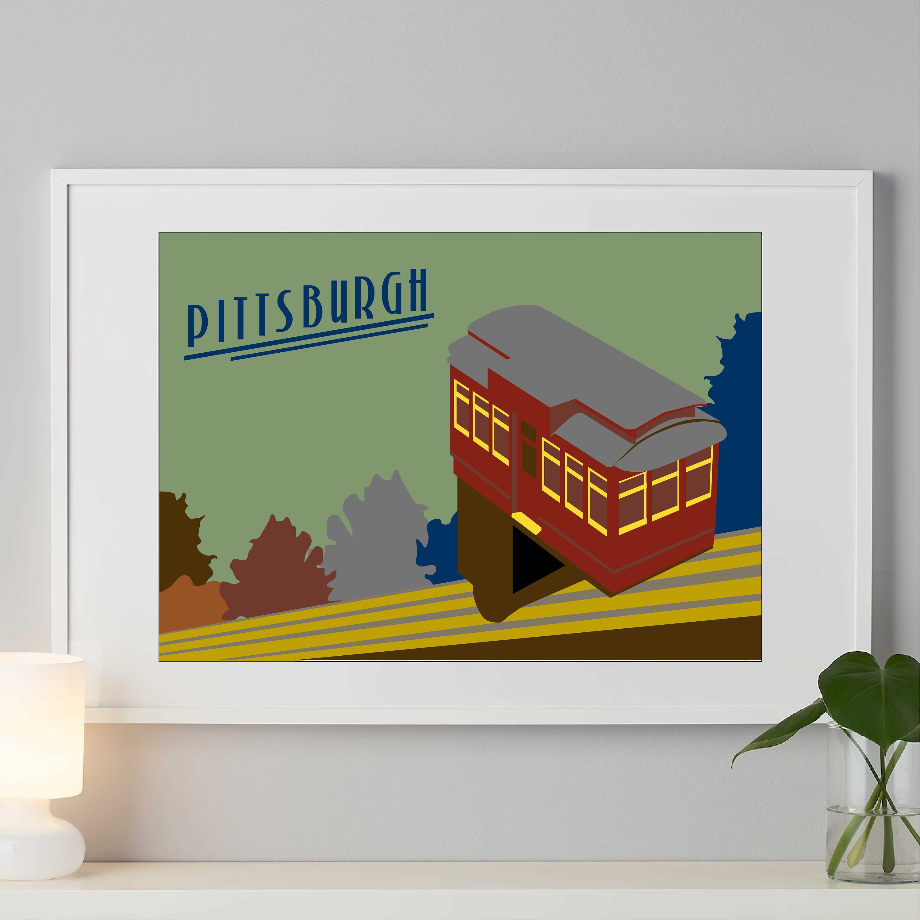 Pittsburgh Incline GREEN Poster Art - Etsy
