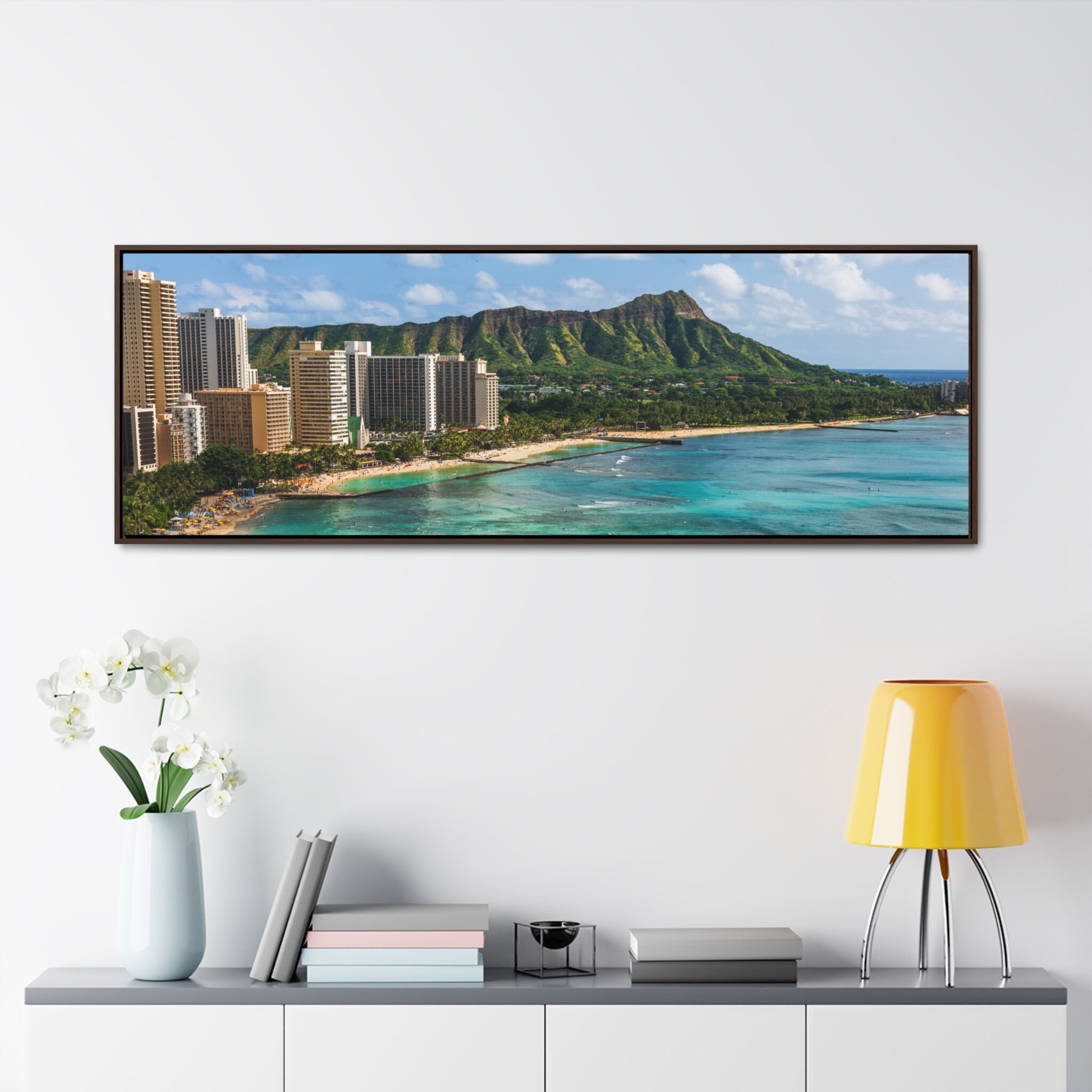 Waikiki Honolulu Hawaii and Diamond Head Gallery Canvas 60" X 20" - Etsy