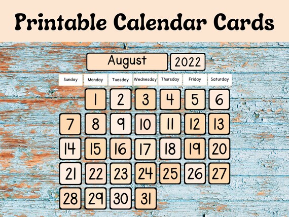 Printable Classroom Calendar Cards Shades of Tan Calming - Etsy