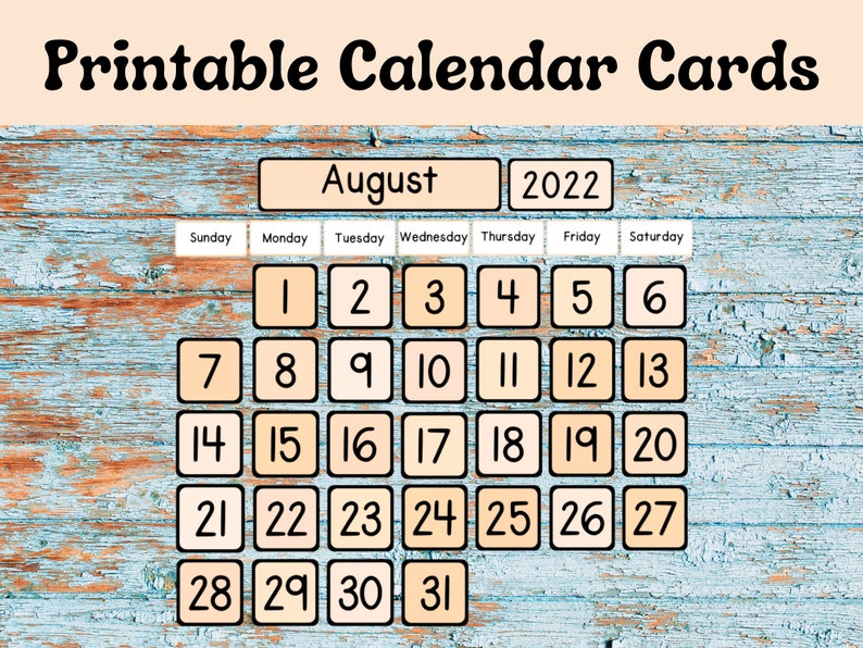 Printable Classroom Calendar Cards- Shades of Tan- Calming Colors ...