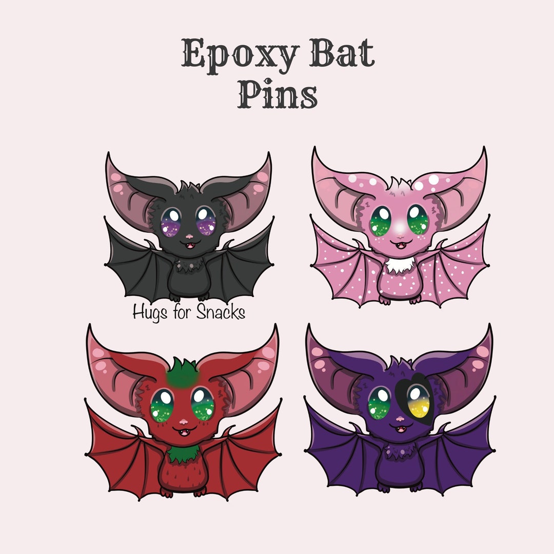 Cute Acrylic Bat Pins/ Cute Bat Pin Badges/halloween Pins/ Lapel Pins ...